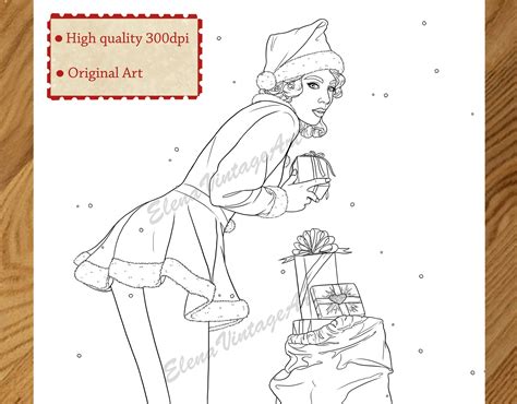 Sexy Pin Up Coloring Page Christmas Coloring Page Sexy Christmas Coloring Page Pin Up Printable
