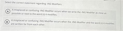 Solved Select The Correct Statement Regarding Ing