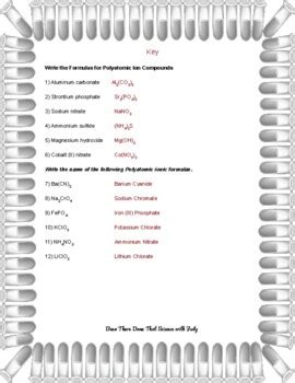 Chemistry Writing Formulas And Naming Polyatomic Compounds TPT
