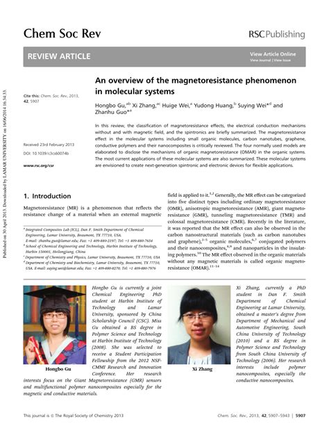 Pdf Cheminform Abstract An Overview Of The Magnetoresistance
