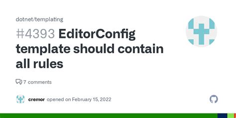 Editorconfig Template Should Contain All Rules · Issue 4393 · Dotnet