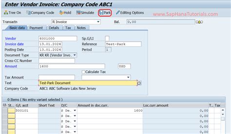 How To Park Document In Sap Sap Hana Tutorials