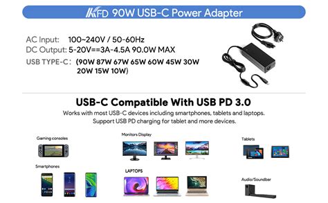 Kfd 90w Laptop Cargador Portátil Usb Tipo C Adaptador Para Msi Prestige
