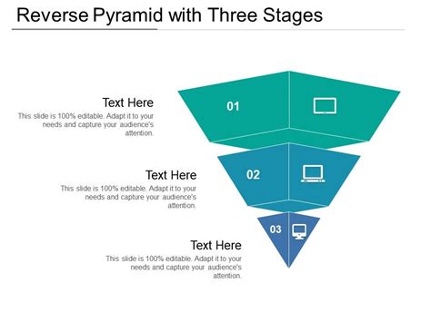 Reverse Pyramid With Three Stages Presentation Powerpoint Diagrams