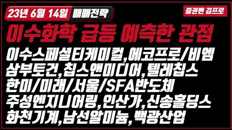 주도주 매매정지 기법이수화학이수스페셜티케미컬에코프로삼부토건칩스앤미디어텔레칩스한미반도체미래반도체주성엔지니어링