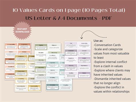 Core Values List Values Exploration And Conversation Cards Etsy Australia