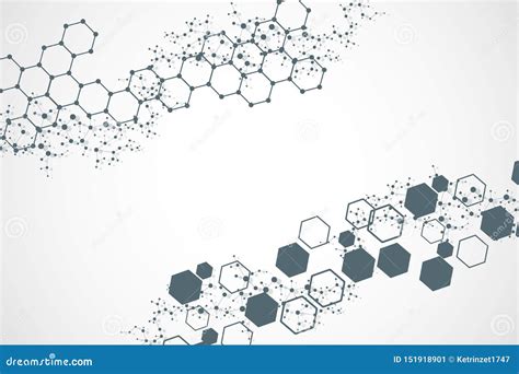 Hexagonal Abstract Background Big Data Visualization Global Network Connection Stock Vector