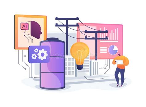 Ai Enhanced Energy Grid Management Abstract Concept Vector Illustration Stock Illustration