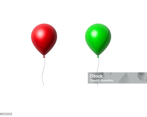 높은 품질의 슈퍼 현실적인 풍선 빨강과 녹색 파티 풍선 생일 장식을 3d했다 벡터 플라잉 파티 발롱 세트 카드 초대장 등의 디자인 요소 3차원 형태에 대한 스톡 벡터 아트