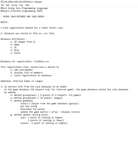 Java Array And Java Method Txt Notepad File Edit Chegg