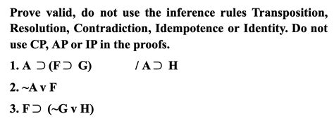 Solved Prove Valid Do Not Use The Inference Rules
