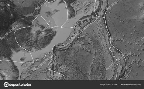 Area Okinawa Tectonic Plate Marked Dashed Line Grayscale Elevation Map