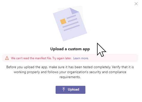 Unable To Upload Custom App To Teams Microsoft Qanda