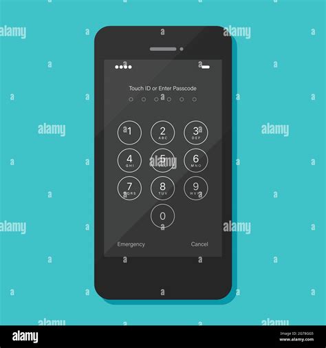 Touch Id Or Enter Passcode Screen On Smartphone Vector Illustration