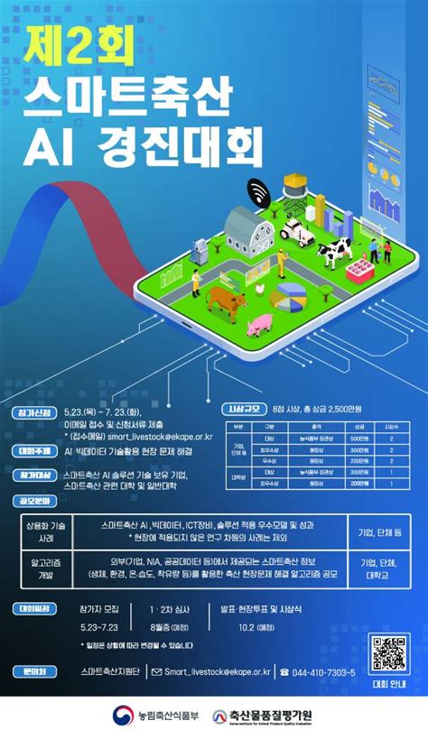 축산물품질평가원 제2회 스마트축산 Ai 경진대회 공고 ~723 공모전 대외활동 링커리어