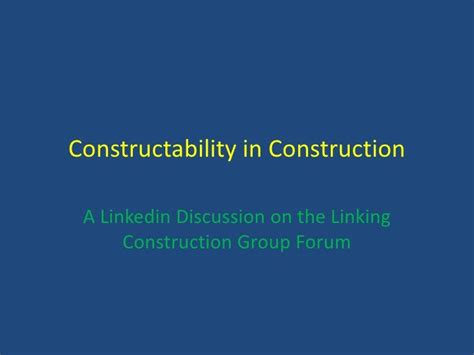 Constructability In Construction