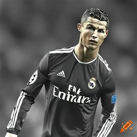 Cristiano Ronaldo In Real Madrid Black Jersey 3d Render On Craiyon