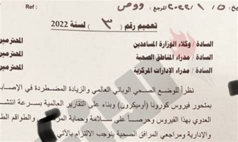 وزارة الصحة قرارات جديدة للوقاية من أوميكرون صورة القرار