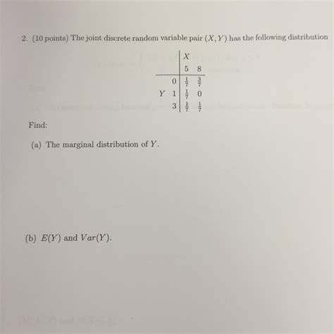 Solved The Joint Discrete Random Variable Pair X Y Has