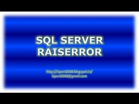 Raiserror In SQL Server YouTube