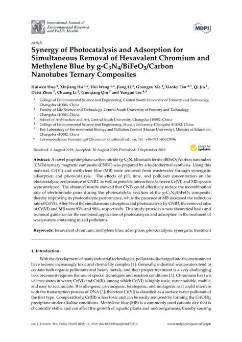 Synergy Of Photocatalysis And Adsorption For Simultaneous Removal Of