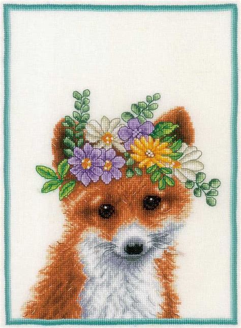 Flower Crown Fox Cross Stitch Kit By Lanarte The Happy Cross Stitcher