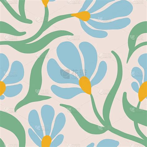 花无缝模式在一个极简主义的风格素材 花瓣网