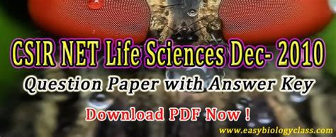 Net Dec 2010 Life Sciences Question Paper Solved Easybiologyclass