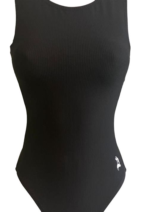 Solid Black Ribbed Leotard Shopperboard