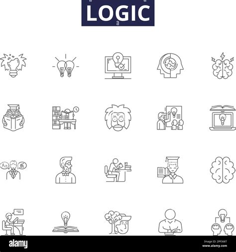 Logic Line Vector Icons And Signs Reason Deduction Inference