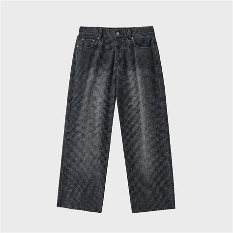 데미지 스트라이프 와이드 데님 팬츠 블랙 감도 깊은 취향 셀렉트샵 29cm