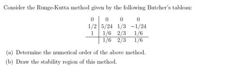 Solved Consider The Runge Kutta Method Given By The