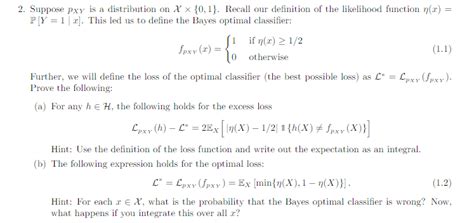 Solved 2 Suppose Pxy Is A Distribution On X X 01 Recall
