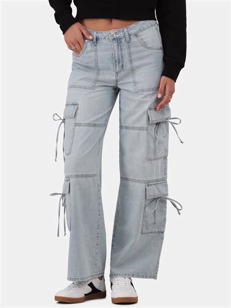 No Boundaries Bow Cargo Jeans 305” Inseam Womens And Womens Plus
