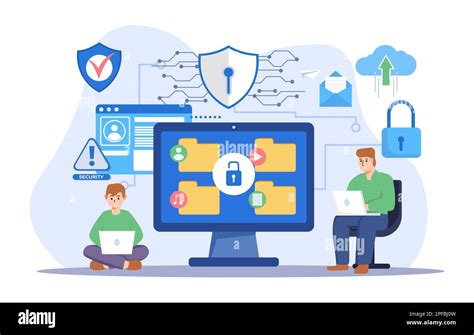 Digital Data Protection Design Vector Cyber Security Illustration Background Cloud Computing