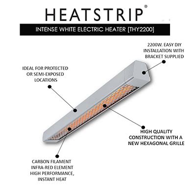 Heatstrip Intense Electric Radiant Strip Heater White 2200w