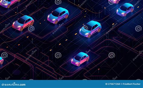 Futuristic Illustration Showcasing The Potential Of Connected Cars With Iot And Smart