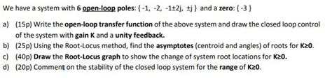 Solved We Have A System With 6 Open Loop Poles Chegg Com