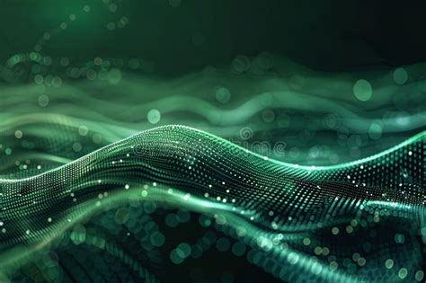 Green Futuristic Background Of Points With A Dynamic Wave Excellent