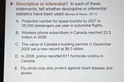 Descriptive Or Inferential In Each Of These
