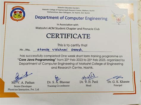 Vaishnavi Kharche On Linkedin Got Certificate For Completing Core Java