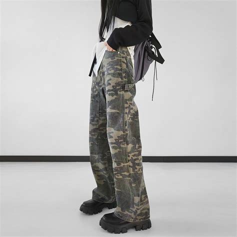 히키모드 톤다운 밀리터리 일자핏 빈티지 레트로 카모팬츠 위시버킷