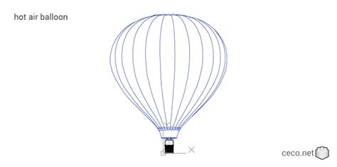 Autocad Drawing Large Hot Air Balloon With Wicker Basket Dwg