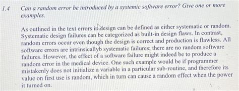 Solved Can A Random Error Be Introduced By A Systemic