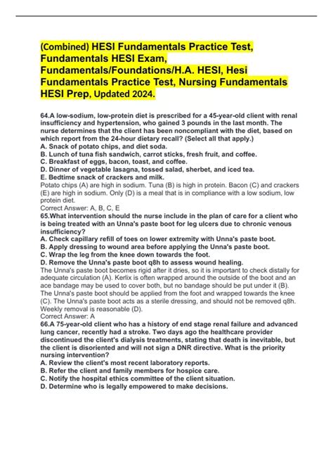 Combined Hesi Fundamentals Practice Test Fundamentals Hesi Exam