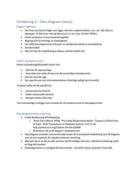 Classdiagram Modellering Av Klassdiagram Föreläsning 3 Class