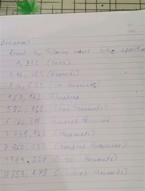 Assigment Lound Tho Following Numbers The StudyX