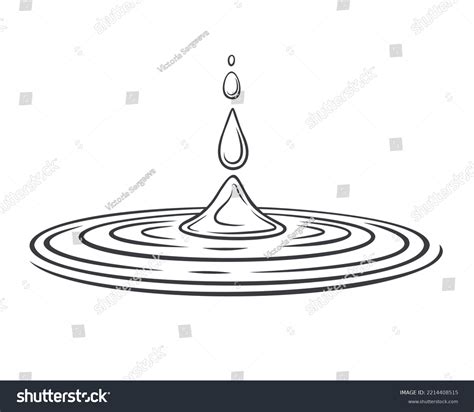 Drop Water Outline Vector Illustration Line เวกเตอร์สต็อก ปลอดค่า