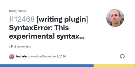 Writing Plugin Syntaxerror This Experimental Syntax Requires Enabling One Of The Following