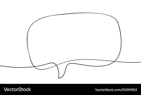 Speech Bubble Continuous One Line Drawing Black Vector Image